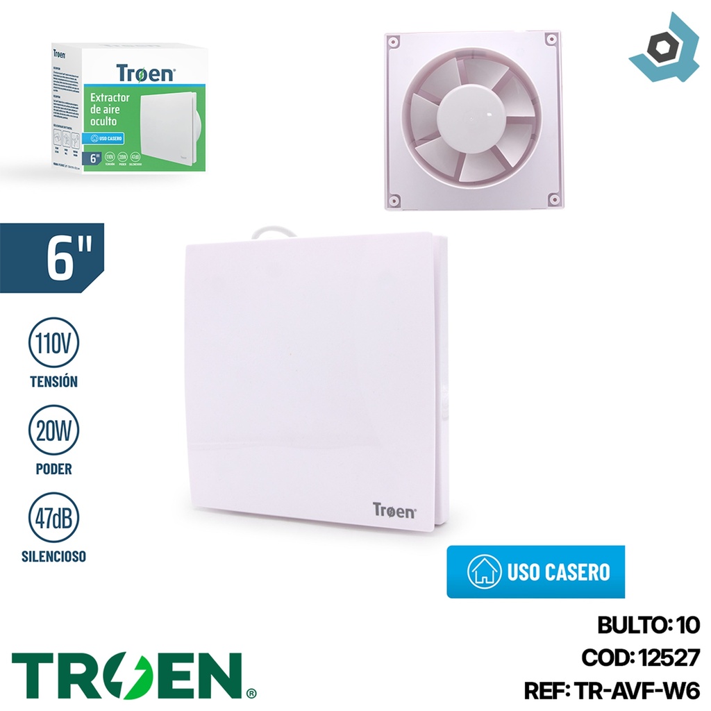 EXTRACTOR DE AIRE 6" OCULTO TROEN | Litani Import Export